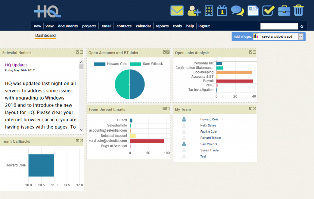 Using the Dashboard – Selestial HQ Help